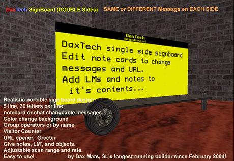 Second Life Marketplace - DaxTech Signboard (double sided)
