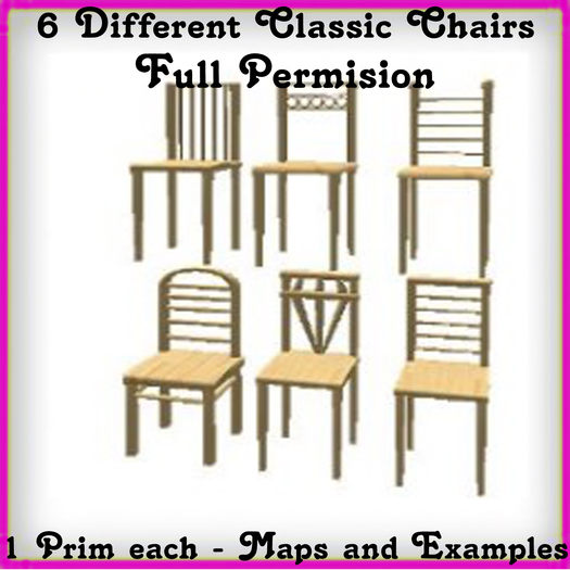 Second Life Marketplace - [FP] 6 FULL PERMS Chairs 1 Prim each Example ...