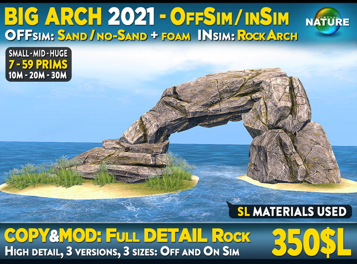 Second Life Marketplace - Detailed BIG ARCH Rock gate 2021: Offsim ...