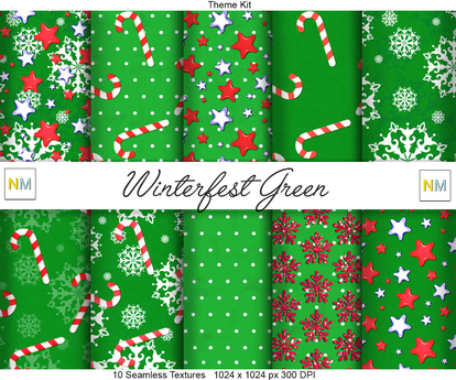 Second Life Marketplace - Winterfest Green Theme Kit 10 Seamless ...