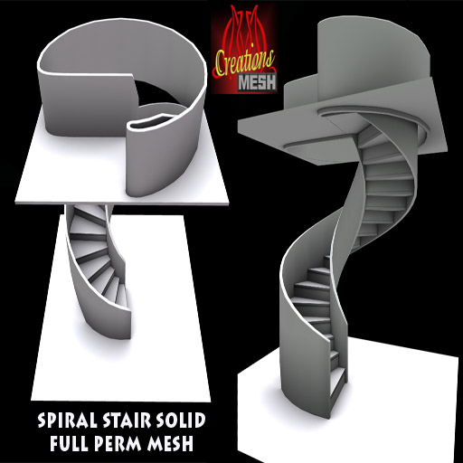 Second Life Marketplace - Staircase|SPIRAL STAIR SOLID FULL PERM MESH