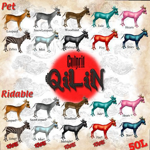 Second Life Marketplace - [Culprit] Qilin - Zebra *PET*