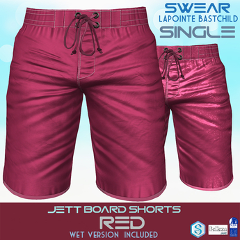 Second Life Marketplace - Board Shorts - Jett Red - Swim Board Shorts
