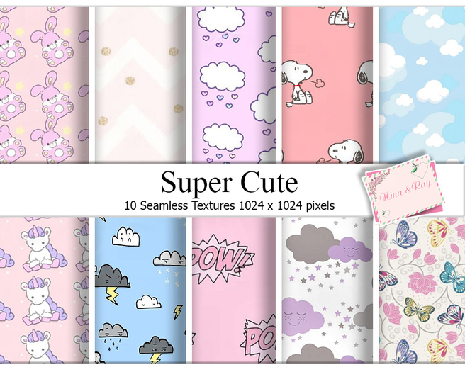 Second Life Marketplace - Super Cute - 10 Textures Seamless - NINA and ...