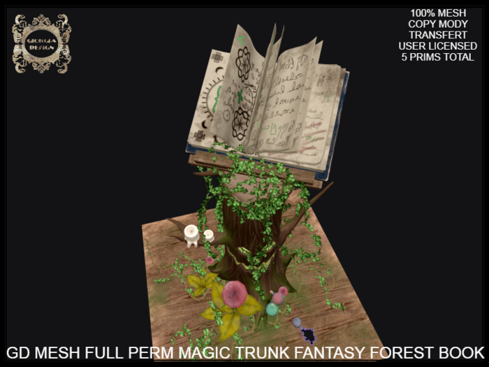 Second Life Marketplace - GD MESH FULL PERM MAGIC TRUNK FANTASY FOREST BOOK