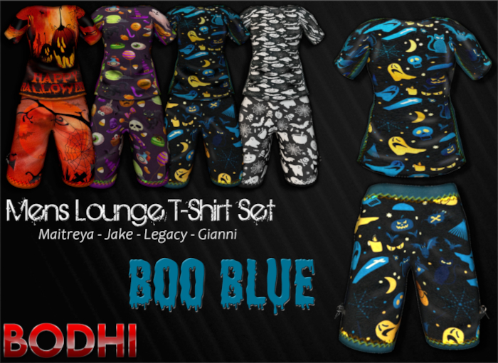 Second Life Marketplace - Mens Lounge Shorts Sets Boo Blue