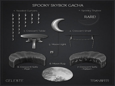Second Life Marketplace - CELESTE - Spooky Skybox Set - 4. Crescent Shelf