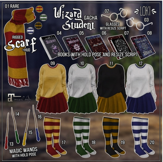 Second Life Marketplace - 14.Loki - Wizard Student GACHA - Team Snake ...