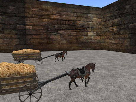 Second Life Marketplace - The Animated horse and Hayride scene for 4-Crate
