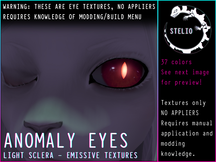 Second Life Marketplace - [Stelio] ANOMALY eyes - light sclera / Textures