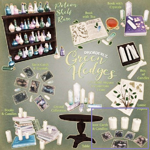 Second Life Marketplace - DISORDERLY. / Green Hedges / Tarot Cards & Candles