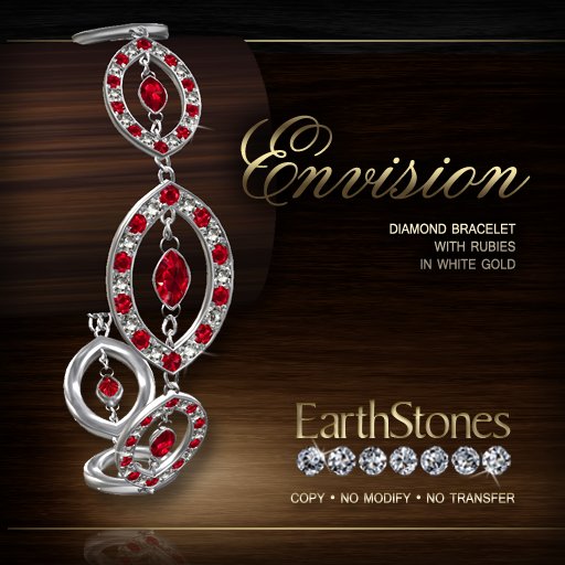 Second Life Marketplace - EarthStones Envision Bracelet - White Gold ...