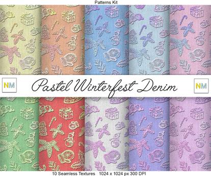 Second Life Marketplace - Pastel Winterfest Denim Patterns Kit 10 ...