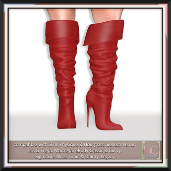 Second Life Marketplace - [HC] Yolanda Cherry Knee Boots for Slink ...