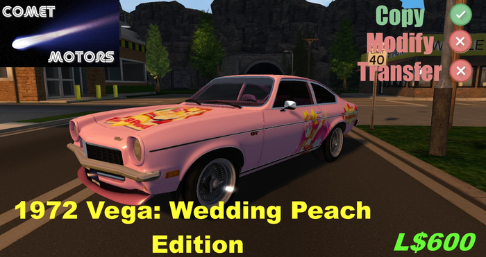 Second Life Marketplace - 1972 Vega GT: Wedding Peach Edition Tribute