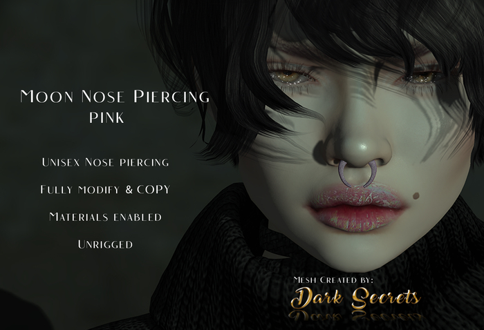 Second Life Marketplace - Dark Secrets - Moon Nose Piercing Pink