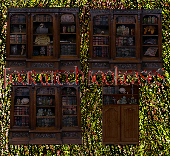 Second Life Marketplace - Four Witch bookcases, magic forest home ...