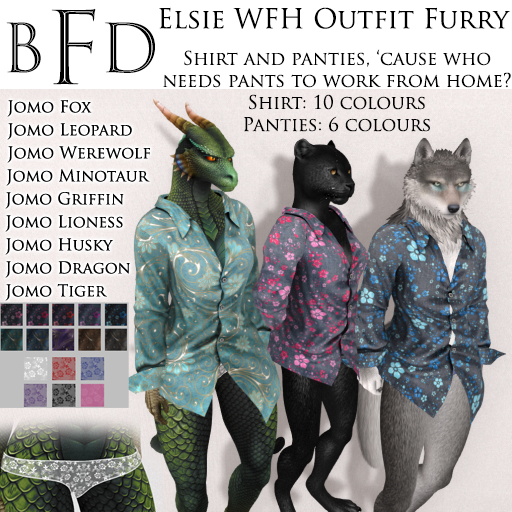 Second Life Marketplace - BGD Elsie WFH Outfit Furry Demo