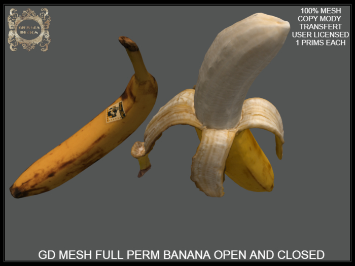 Second Life Marketplace - GD MESH FULL PERM BANANA OPEN AND CLOSED