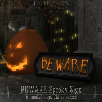 Second Life Marketplace - *pm* BEWARE Spooky Sign - Green