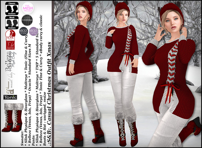 Second Life Marketplace - .:S&B:. Casual Christmas Outfit Xmas (unpacked)