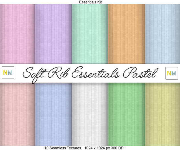 Second Life Marketplace - Soft Rib Essentials Pastel Kit 10 Seamless ...