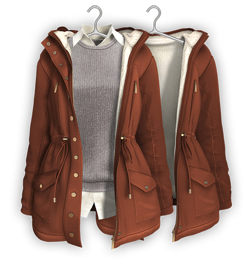 Second Life Marketplace - erratic / quinn - parka / rust (maitreya,lara ...