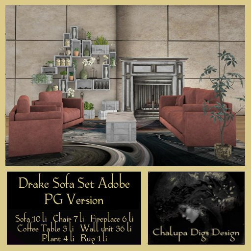 Second Life Marketplace - Drake Sofa Set PG Adobe