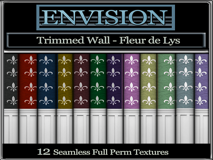 Second Life Marketplace - Trimmed Wall - Fleur de Lys (boxed)