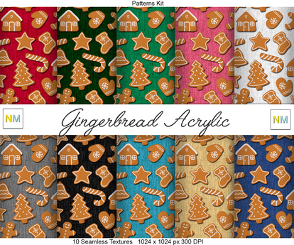 Second Life Marketplace - Gingerbread Acrylic Patterns Kit 10 Seamless ...