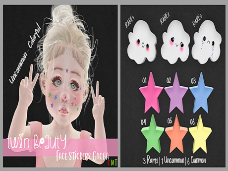 Second Life Marketplace - ~*TB*~ Face Stickers 2 Gacha - Full Set