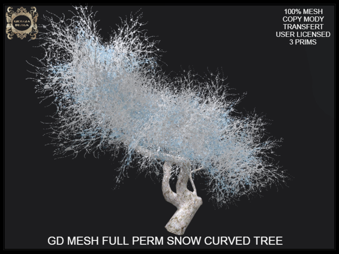 Second Life Marketplace - GD MESH FULL PERM SNOW CURVED TREE