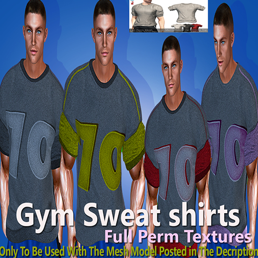 Second Life Marketplace - Full perm Mens Gym Sweat Shirt Textures ...