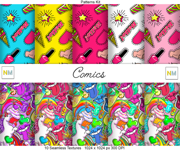 Second Life Marketplace - Comics Patterns Kit 10 Seamless Textures NM ...