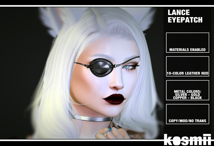 Second Life Marketplace - kosmii :: Lance Eyepatch [silver]