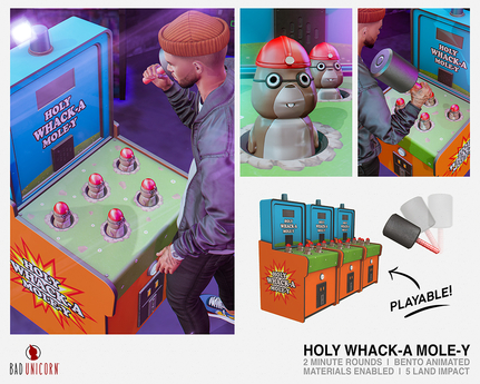Second Life Marketplace - Holy Whack-A Mole-y (Playable Arcade Machine)