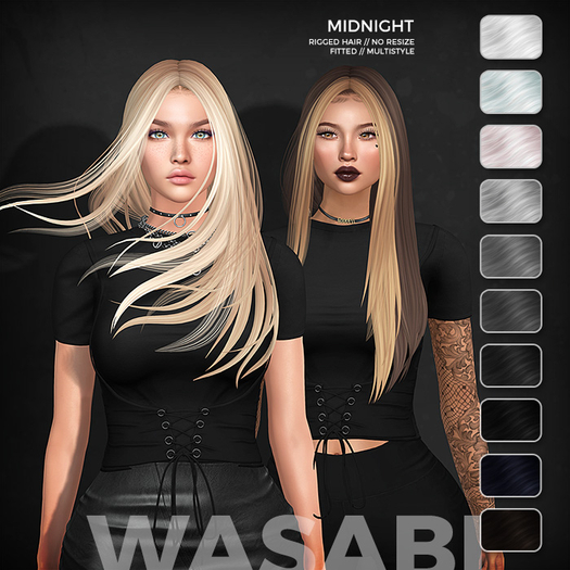 Second Life Marketplace - Wasabi // Midnight Mesh Hair - B&W