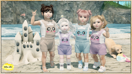 Second Life Marketplace - YJ - Bitsy Bear Overalls - Aqua (add me)