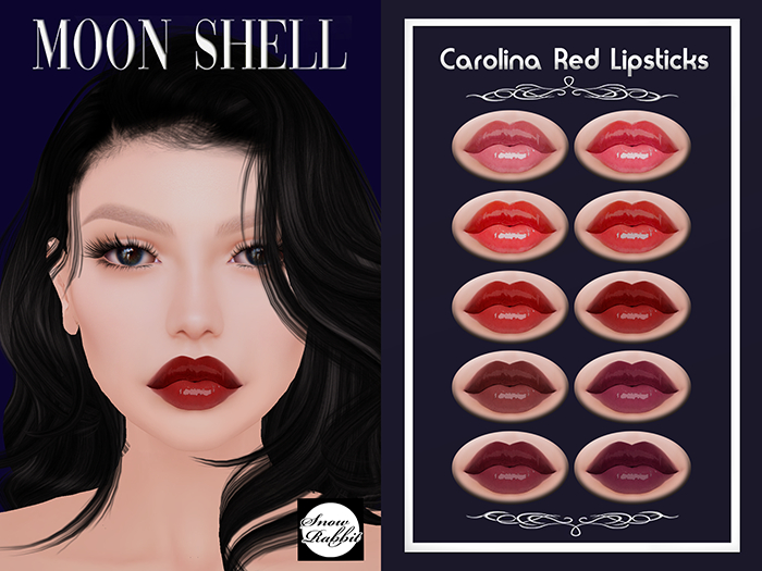 Second Life Marketplace - Moon Shell Carolina Red BOM lipsticks Snow Rabbit