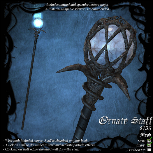 Second Life Marketplace - Ornate Staff (Mesh Version)
