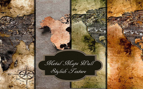 Second Life Marketplace - Metal Maps Wall Stylish texture (NO seamless)
