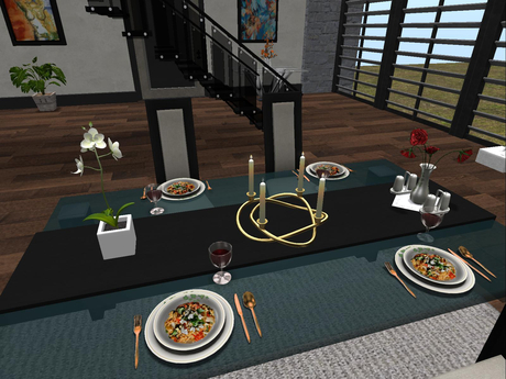 Second Life Marketplace - Chic Modern Dining Set Table Chairs Bento ...