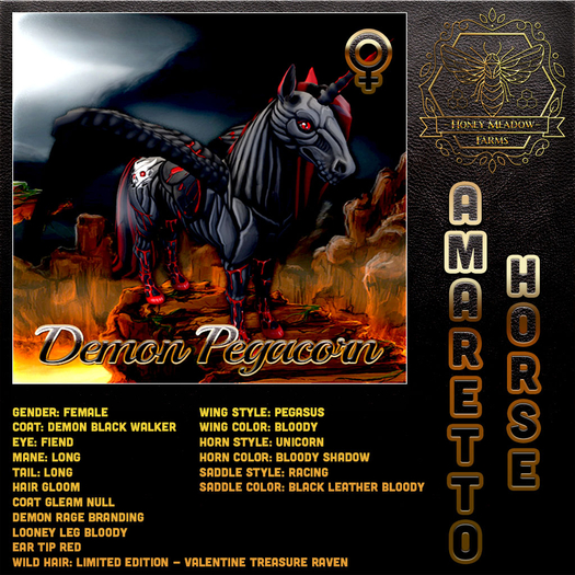 Second Life Marketplace - 8th Generation Amaretto Demon Pegacorn Horse ...