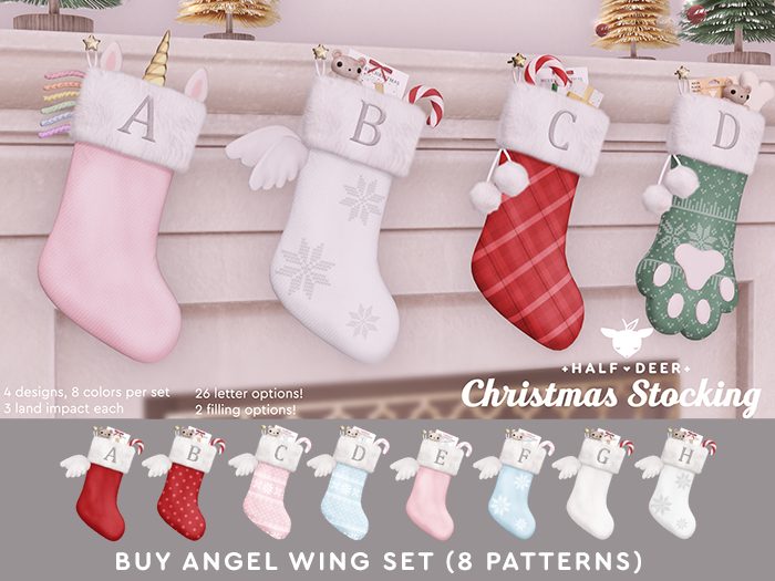 Second Life Marketplace - +Half-Deer+ Christmas Stocking [Angel Wing Set]