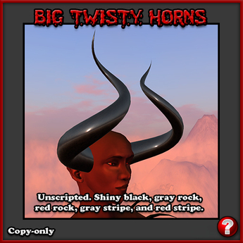 Second Life Marketplace - Big Twisted Demon Horns in 5 variations