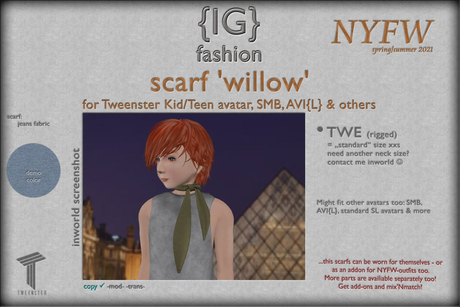 Second Life Marketplace - {IG} fashion scarf - Willow - xxs [wear]