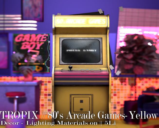 Second Life Marketplace - TROPIX // 80's Arcade Games Yellow - BOX