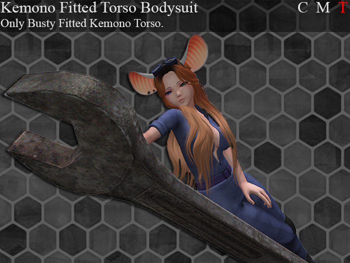 Second Life Marketplace - (Black & White) Kemono Fitted Torso Bodysuit