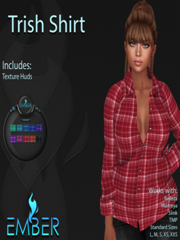 Second Life Marketplace - EMBER Trish Shirt Click to Unpack