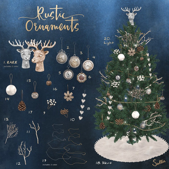 Second Life Marketplace - 1. {sallie} rustic tree ornaments - reindeer ...